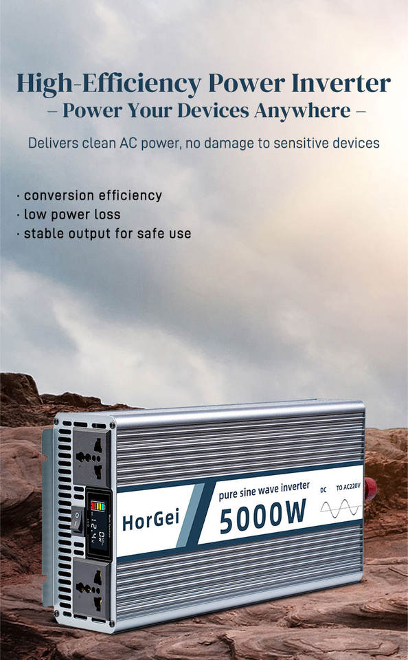 HORGEI WB-5000W Pure Sine Wave Off-grid DC to AC Power Solar Inverter ...
