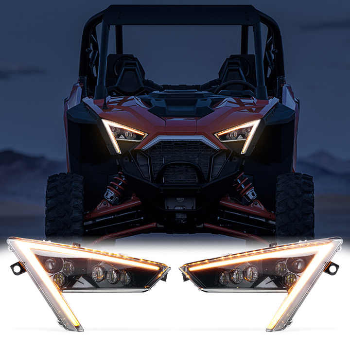ATV Accessories Turbo R Headlight with White DRL and Amber Turn signal ...
