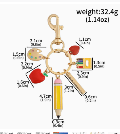 Cartoon 3D Keychain Cute Apple Drawing Board Love Pendant Key Chain ...