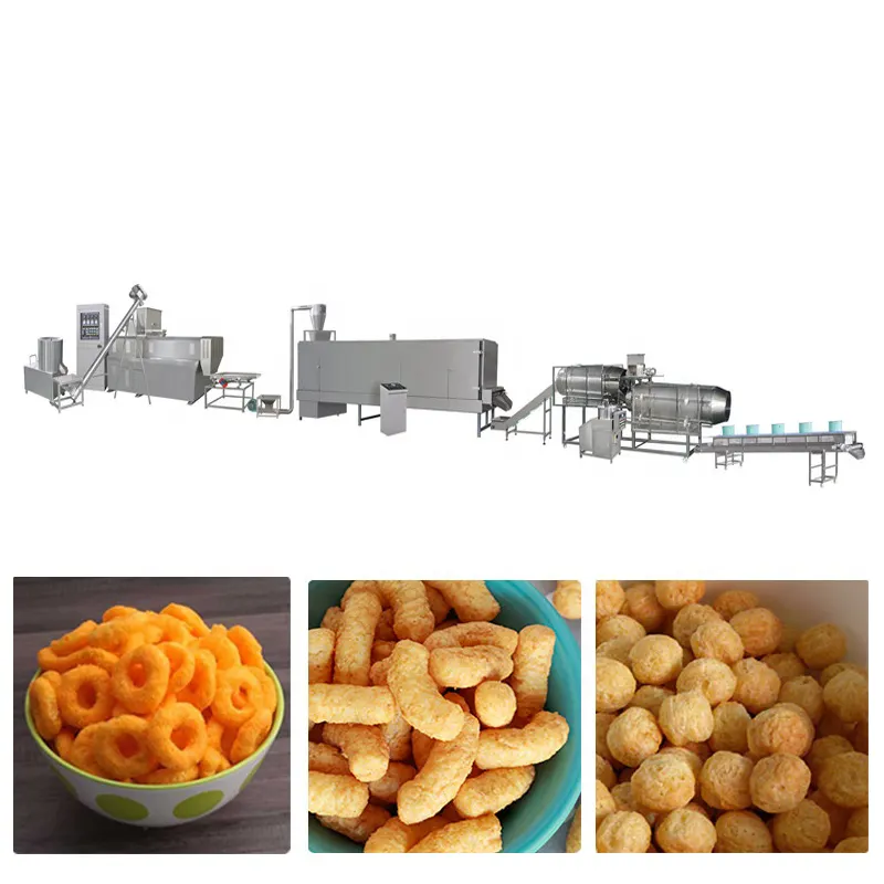 Automatic 200-260kg/h Corn Puffed Cereal Snack Extruder Baked Cheese Puffs Machine High Capacity ...