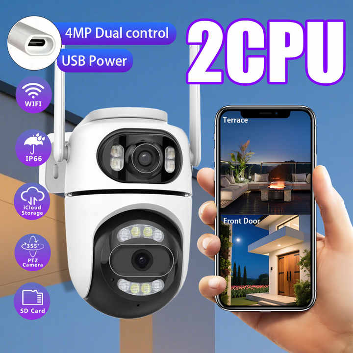 ShooCam 4MP Full Color Night Vision Outdoor Dual Lens IP PTZ Camera ...