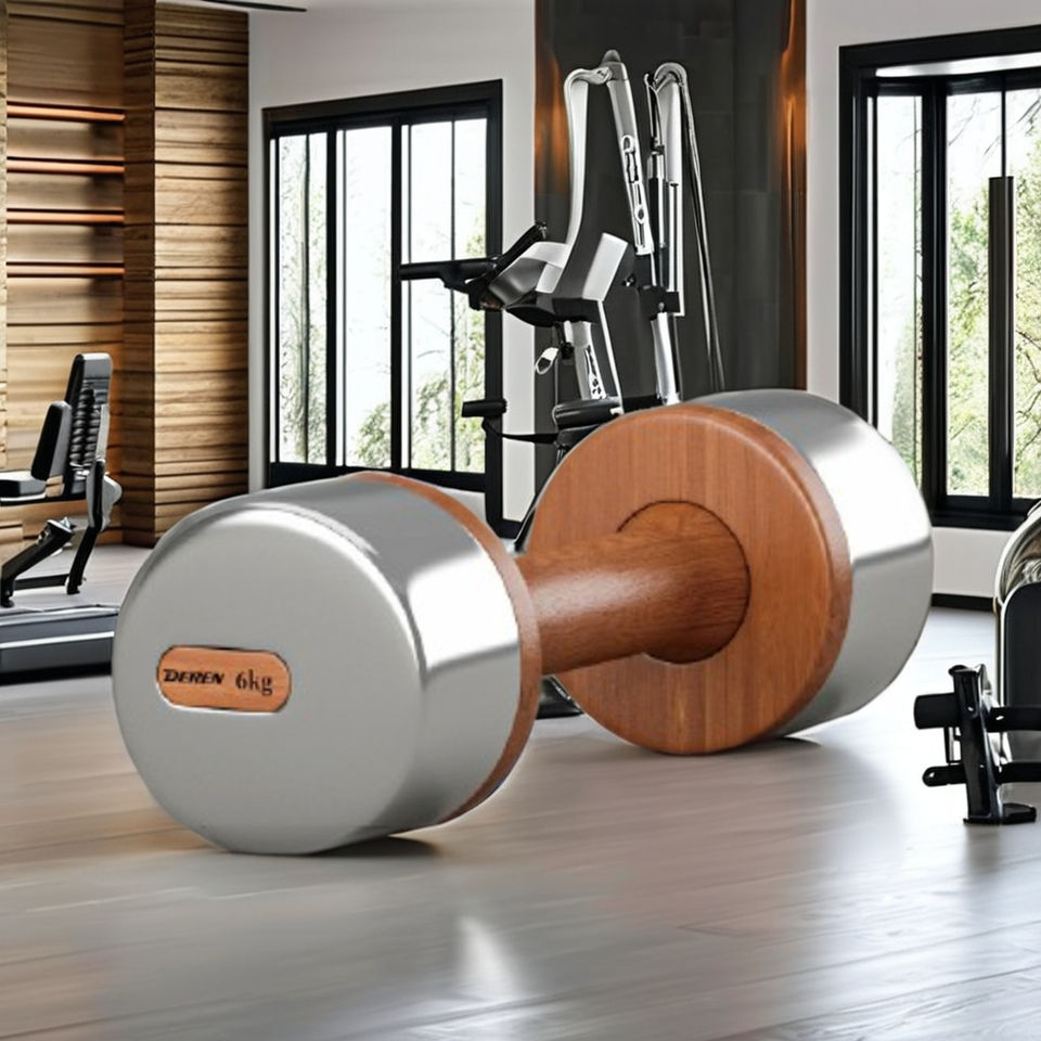 Adjustable Solid Wood & Steel Electroplated Dumbbell Portable Home ...