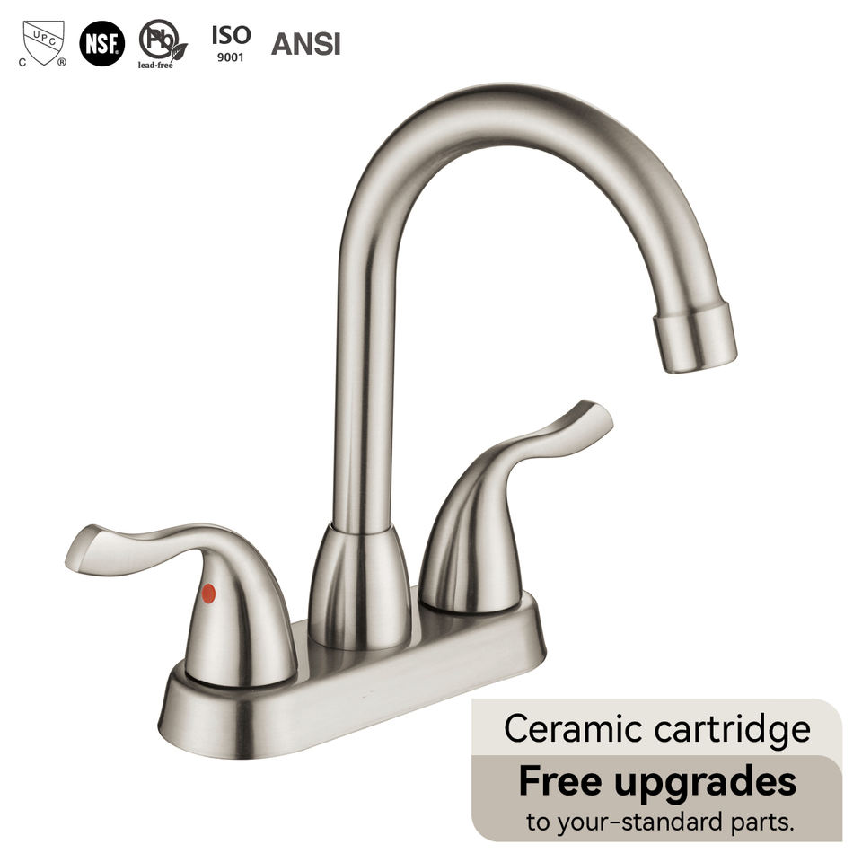 Health UPC 4 Inch Bath Mixer Faucet Premium Gooseneck Chrome Stainless ...
