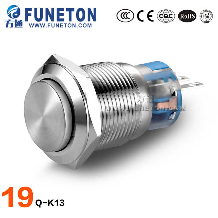 19mm 6 Pin DPDT 12V 220V 250V Push Button Switch - IP65 IK10