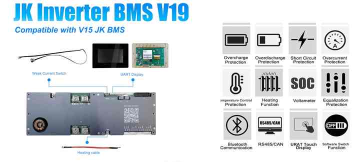 New JK Inverter BMS V19 Upgrade Smart BMS JK PB2A16S20P with 4.3inch ...