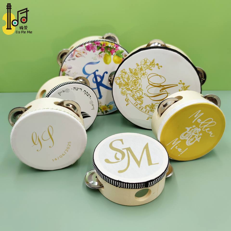 Wooden Natural 4 Inch Tambourine - Customizable Musical Instrument