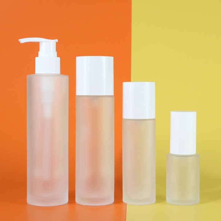 Frosted Glass Cosmetic Packaging - Elegant Lotion Containers
