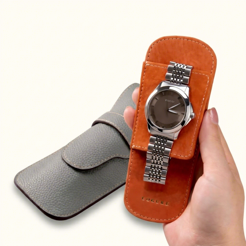 Premium Leather Watch Pouch with Suede Lining Anti-Scratch Single Watch ...
