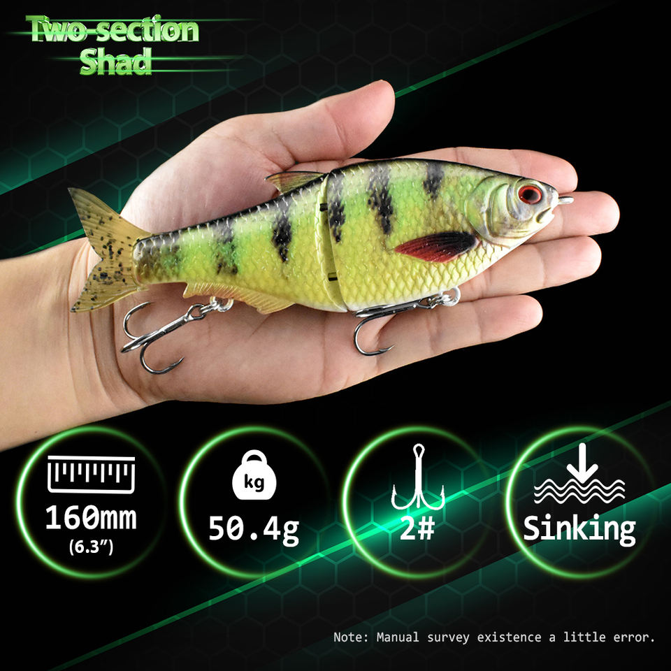 SKM Vivid Hand Carved Fishing Lure Slow Sink Metal Jointed Soft PVC ...