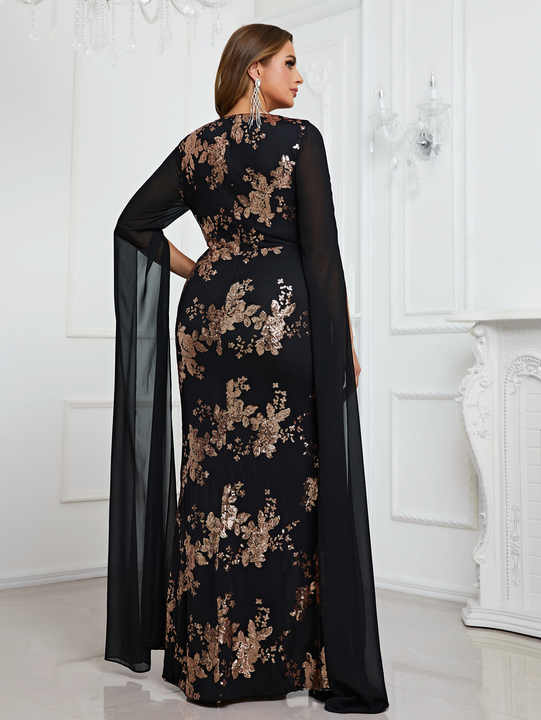Shop Our Newest Black Gold Long Sleeve Chiffon Abaya