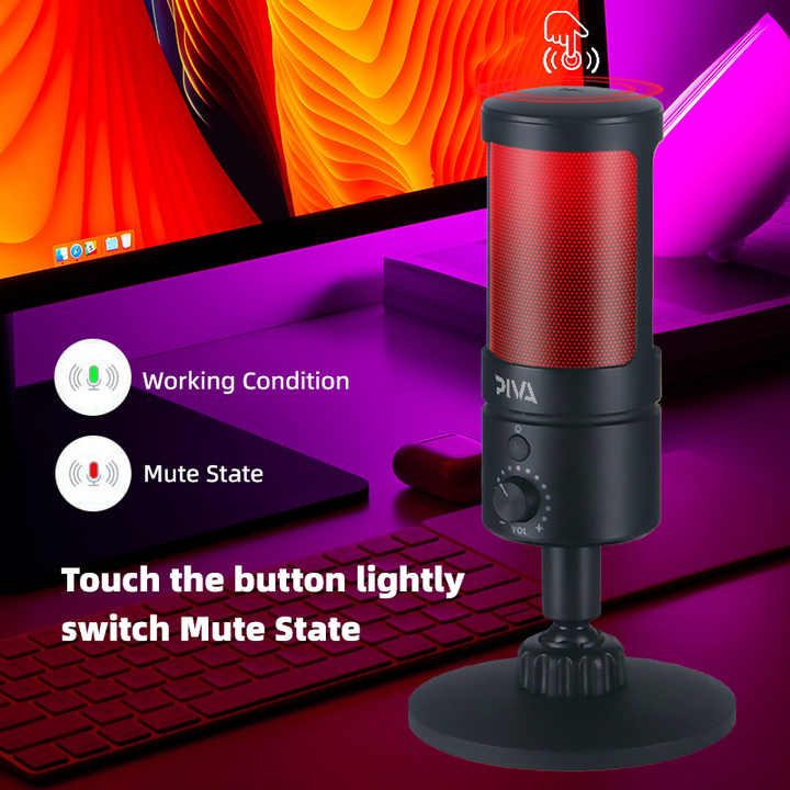 Piva RGB USB Type-C Mic - Real Time Monitoring & Noise Cancelling