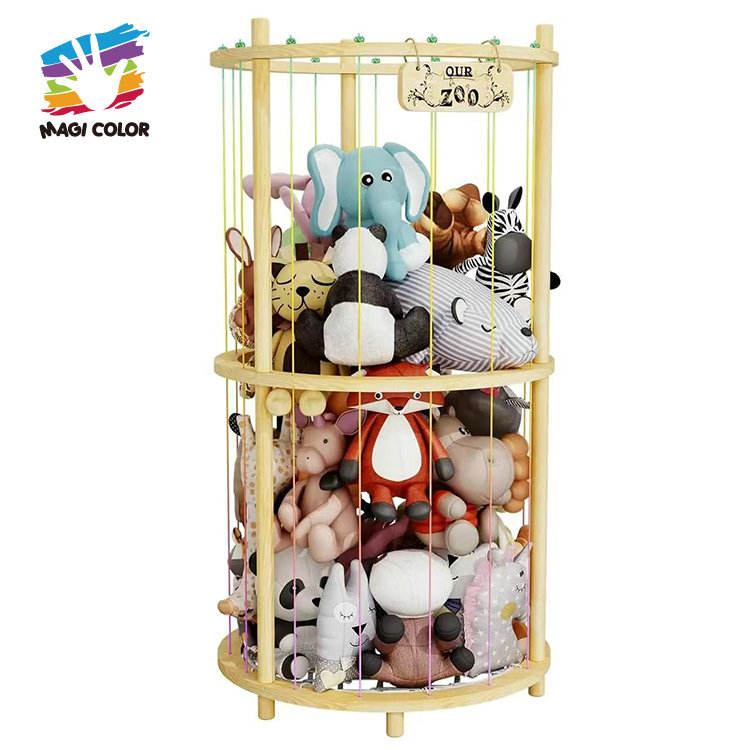 Rotating Wooden Toy Storage Rack, Multi-Shelf Organizer with Wheels for ...