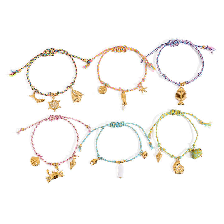 ERESI Waterproof Gold Plated Handmade Colorful Braid Rope Stainless ...