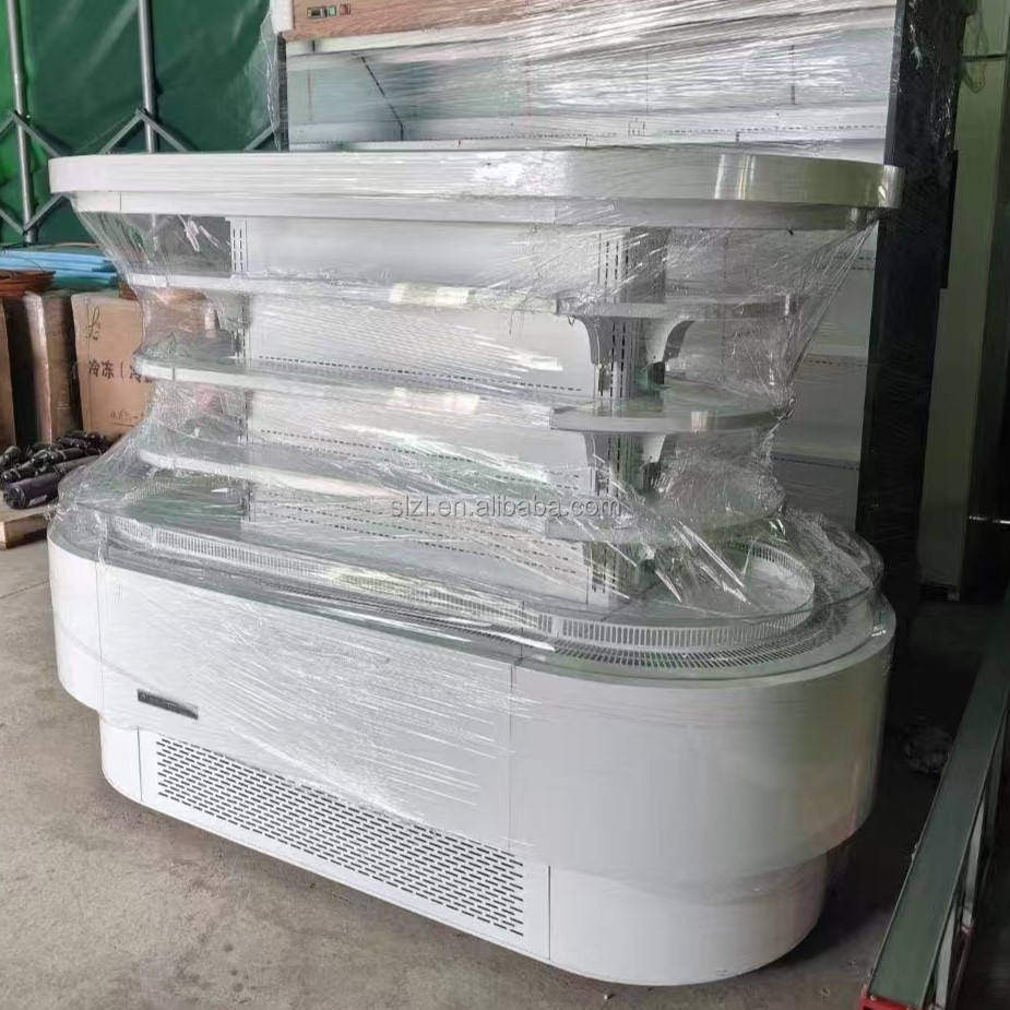 Vertical Rounding Island Chiller Vegetables Beverage Display Cooler ...
