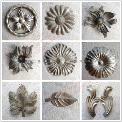 Wrought Iron Leaves Forged Cast Flowers and Leaves on Steel Gate ...