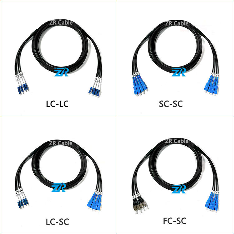 Outdoor SM MM Armoured Fiber Optic Patch Cable SC/APC SC FC LC SC UPC ...