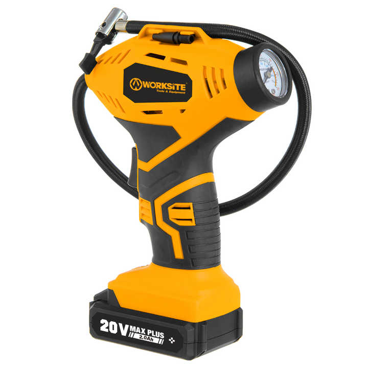 WORKSITE Powered 20V Cordless Car Tire Inflator Auto-Stop LED Light ...