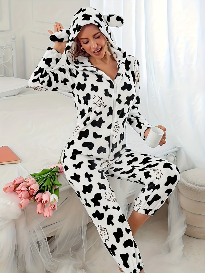 Unisex Animal Cartoon Cosplay Hooded Onesie Pajamas Polyester ...