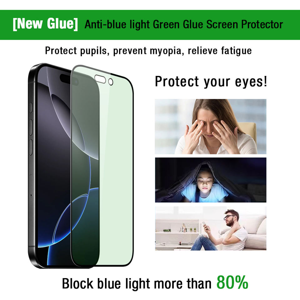 Full Coverage Anti Blue Light Tempered Glass For iPhone 16 Pro Max ...