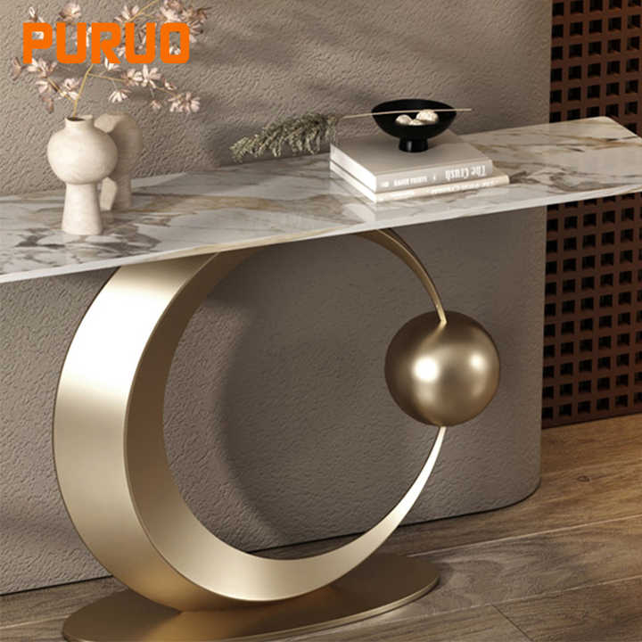 PURUO luxury hallway turkish sliver gold metal console stainless steel ...