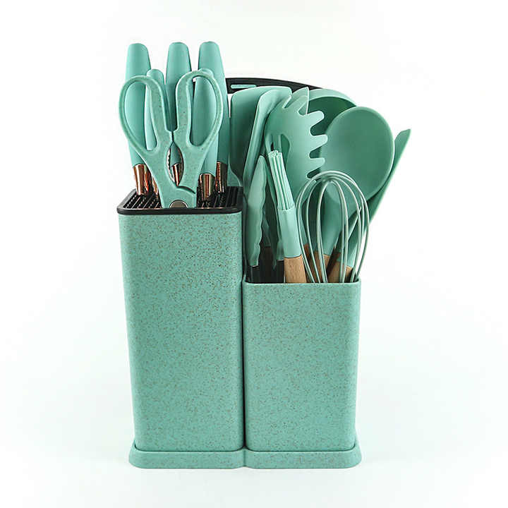 Black Pink Green Kitchen Utensils Set-19 Pieces Cooking Silicone ...