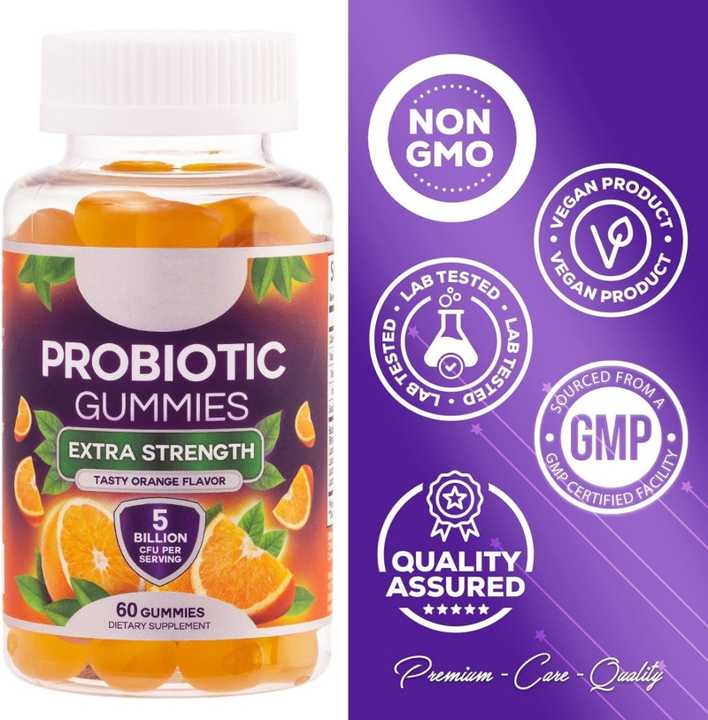 Extra Strength Daily Probiotic Gummy Candy Vitamins Supplement for ...