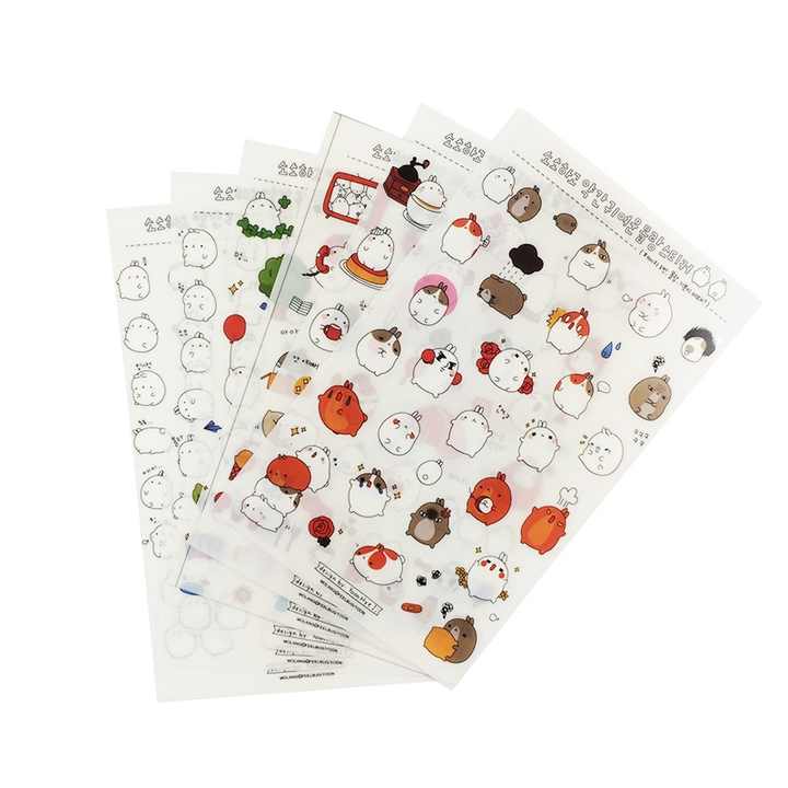 6 Sheet/pack Cute Cartoon Paper Stickers for Scrapbooking