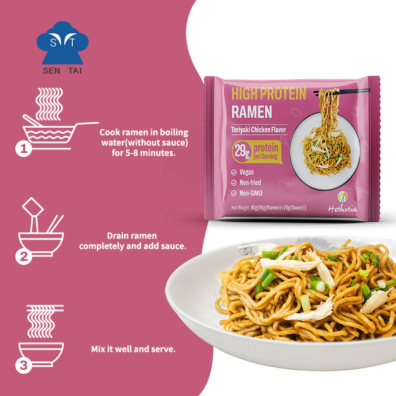 Teriyaki Chicken High Protein Vegan Ramen 29g Non Fried Mixed Noodle ...