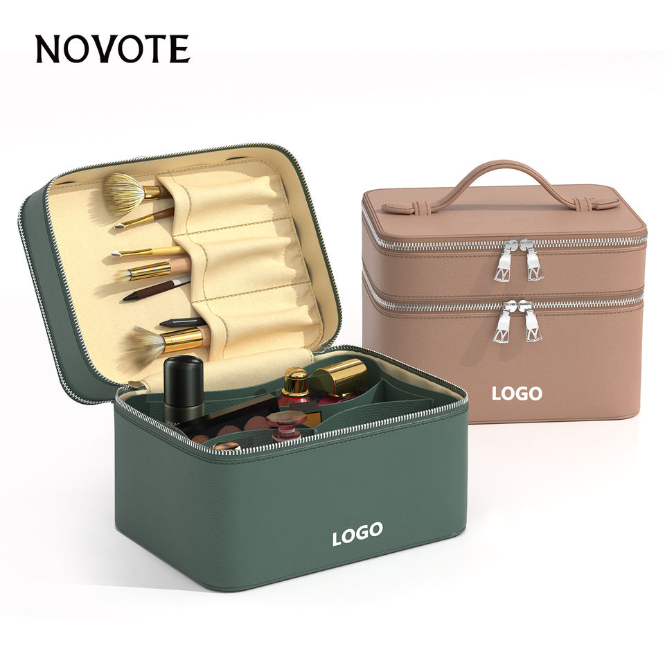 NOVOTE Fashion Bag Travel Double-deck High-end Leather Double Zipper ...