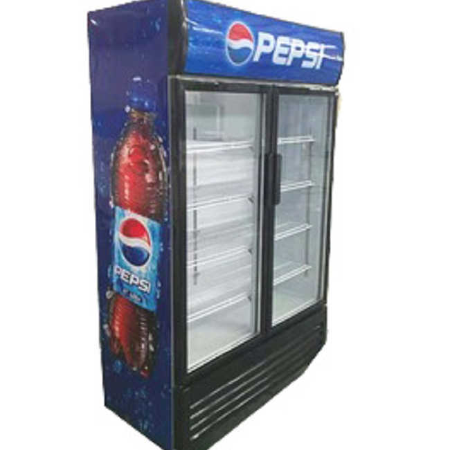 Pepsi Glass Double Door Beverage Display Refrigerator