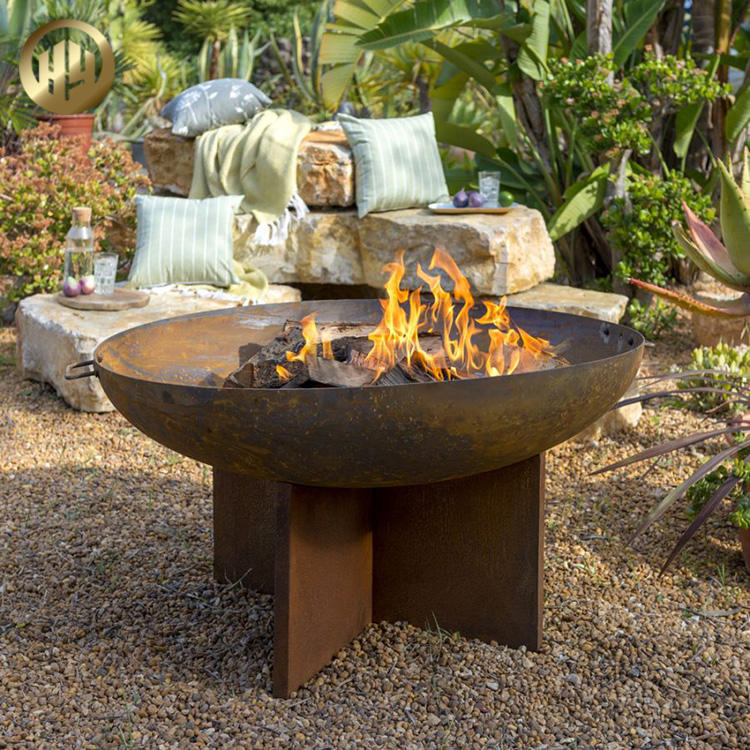 Simple Outdoor Rusty Metal Steel Fire Pit with Warming Barbecue Heater ...
