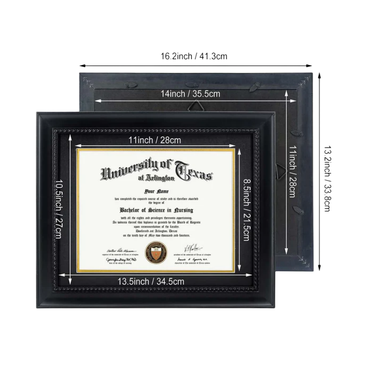 Black Wooden Graduation Certificate Diploma Frame with Sophisticated ...