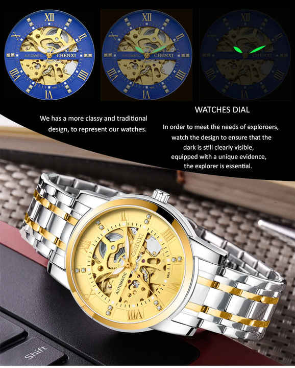Luxury Popular Waterproof Mechanical Hollow Skeleton Watches