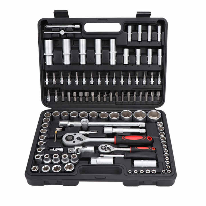 108pcs Drive Socket Set Box Ratchet Wrench Set with Sockets Metric Hex ...