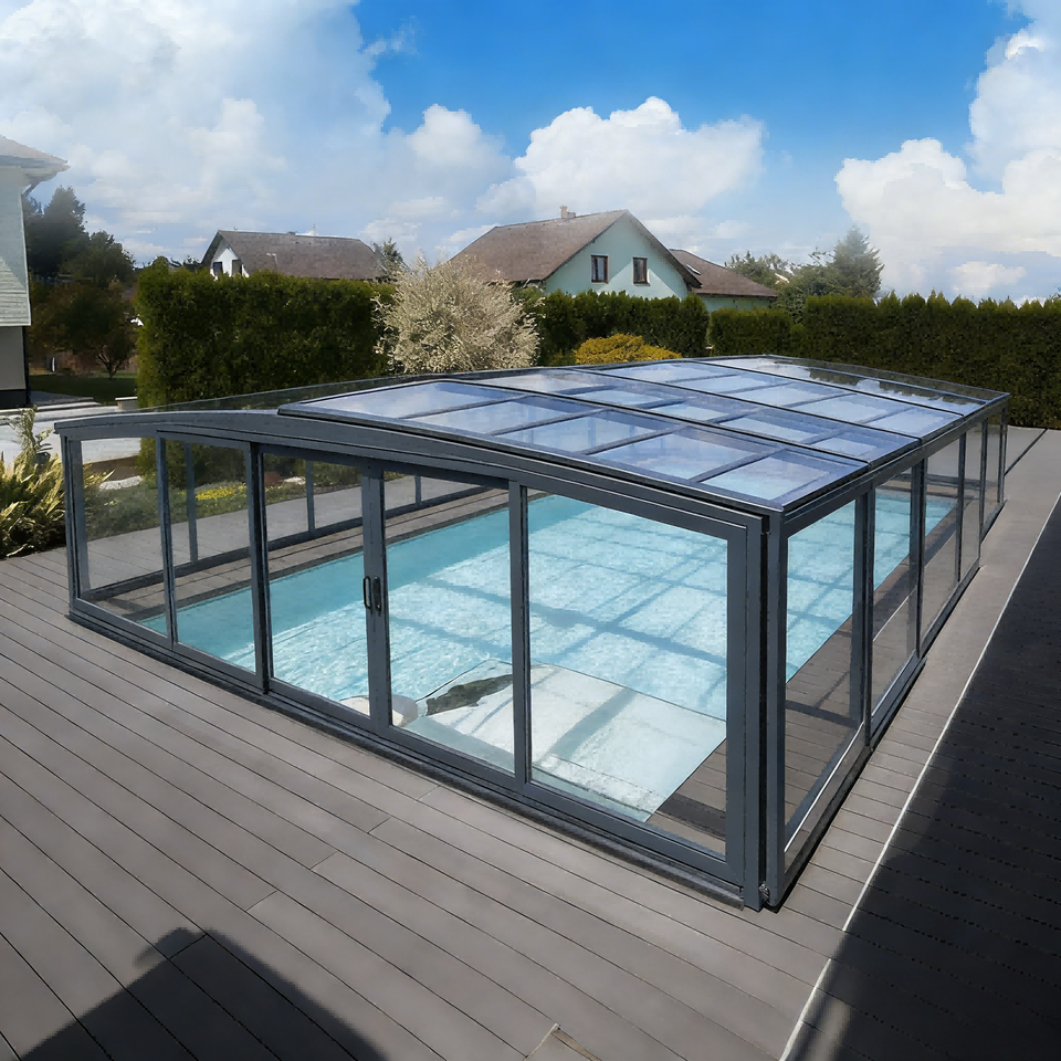 Modern Aluminum Retractable Sunroom Outdoor Resort Retractable Swimming ...