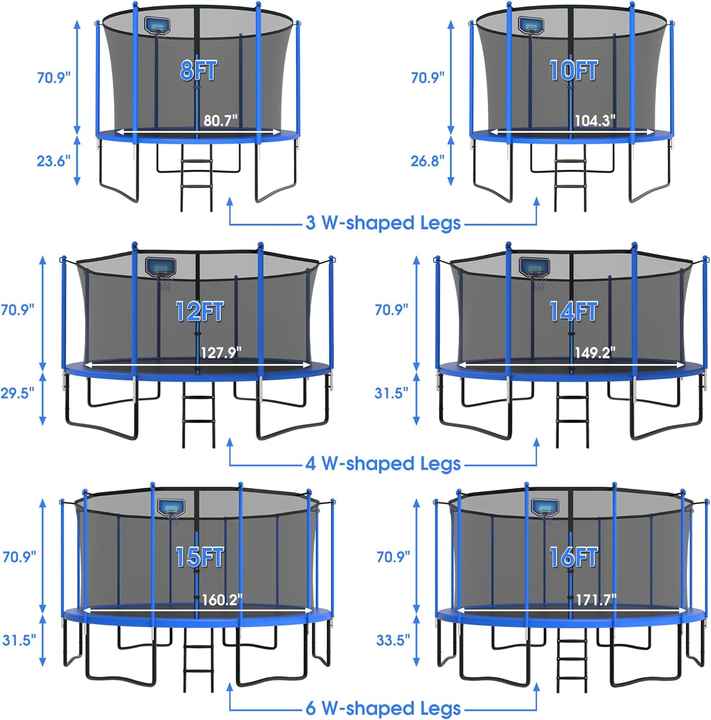 Backyard Outdoor 8FT 10FT 12FT 14FT 16FT Rebounder Trampoline With ...