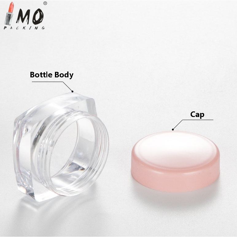 10g Square AS Plastic Jar with Black White pink purple Lid Containers ...