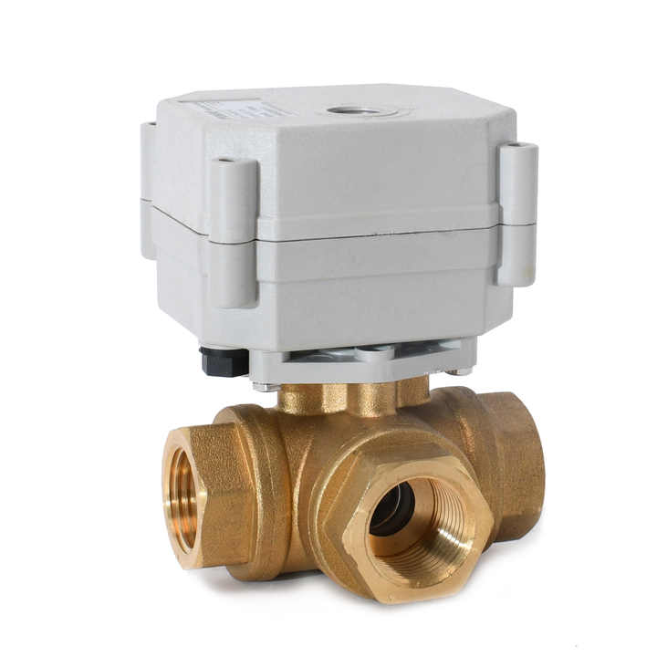 A20-T15-B3-C 1/2" DN15 Brass Motorized Ball 3 Way Electric Valve
