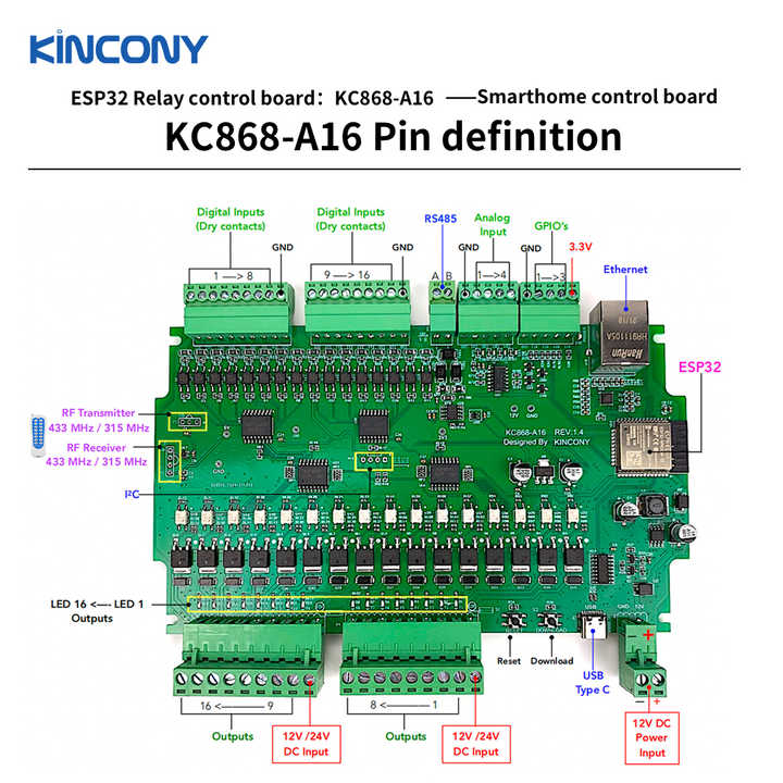 KC868-A16 Arduino ESP32 16 Channel GPIO Module| Alibaba.com