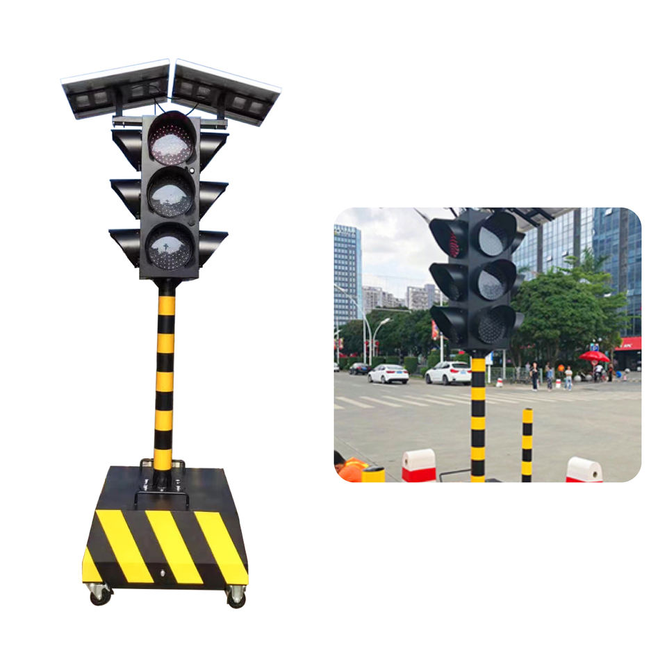 Mobile LED Powered Solar Traffic Signal Light Emergency Temporary Road ...