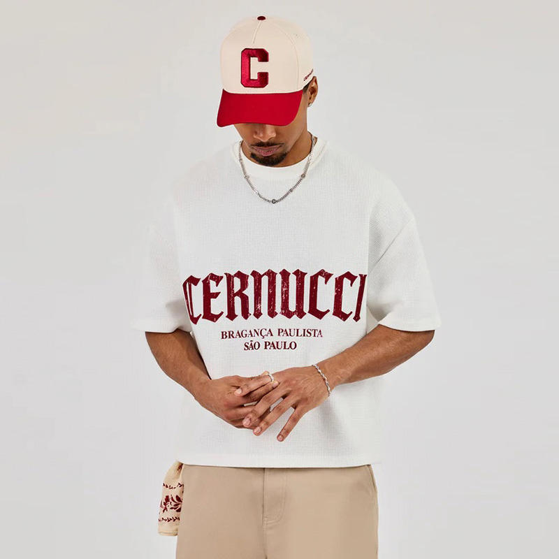 Yali Contrast Logo Boxy Waffle T-shirt Premium Waffle Texture Dropped ...