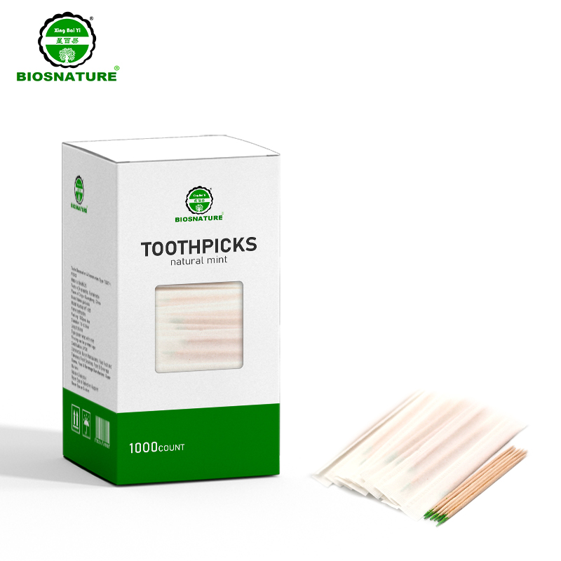 Natural Individually Paper Wrapped Flavored Colored Mint Bamboo Toothpick