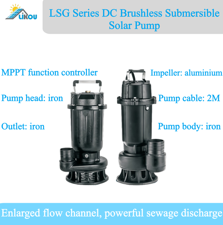 LIKOU LSG Series 3hp Brushless Submersible Solar Sump Pump DC 280V ...