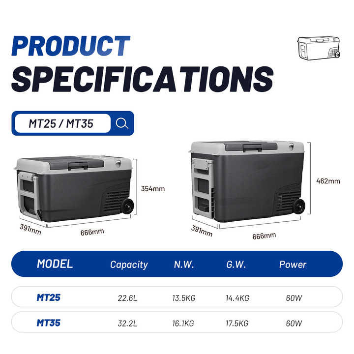 Alpicool MT35 Portable Cooler - Durable 12V Car Refrigerator