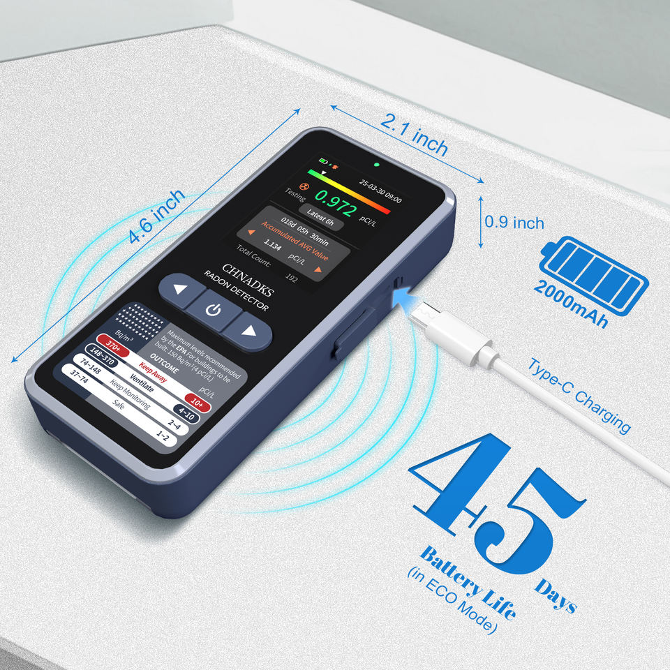 Radon Detector AQI Monitor Gas Detector for Home Use Portable ...