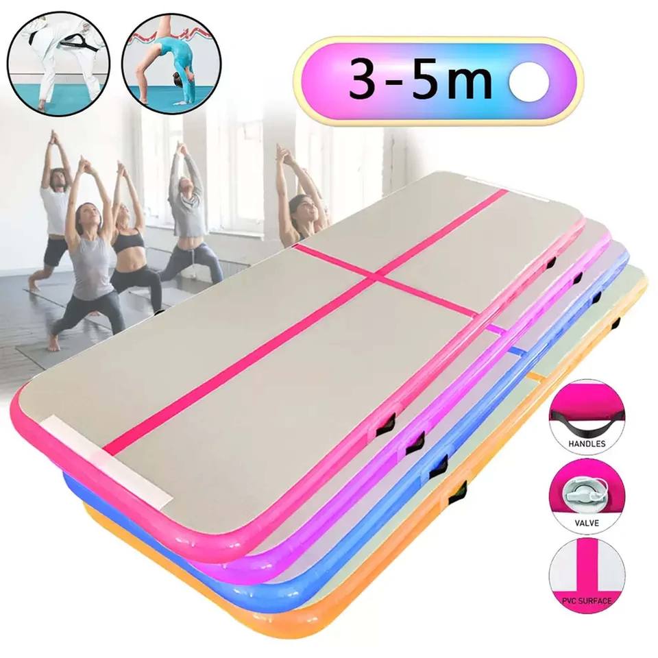 Inflatable PVC Gymnastics Tumbling & Yoga Training Mattress Durable ...