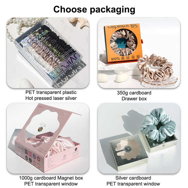 Custom Skinny Silk Scrunchy Hair Set with Packages Box Silk Scrunchies ...