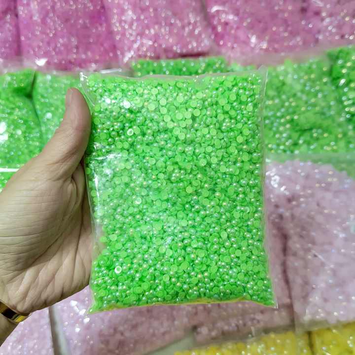 AB Colors Plastic Flat Back Imitation Pearls Good Goods in Bulk Half ...