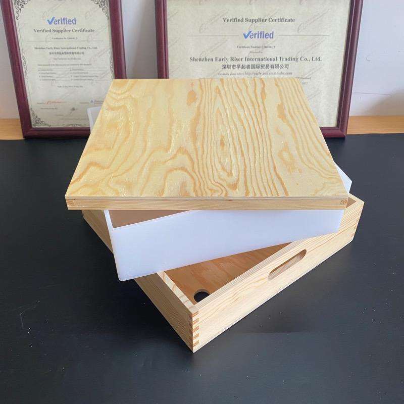 Large Square Silicone Soap Mold with Matching Wooden Box