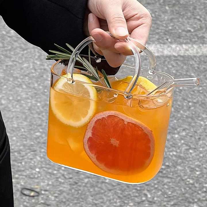 Creative Handbag Glass Purse Drink Bag Purse Shaped Vase Juice Wine ...